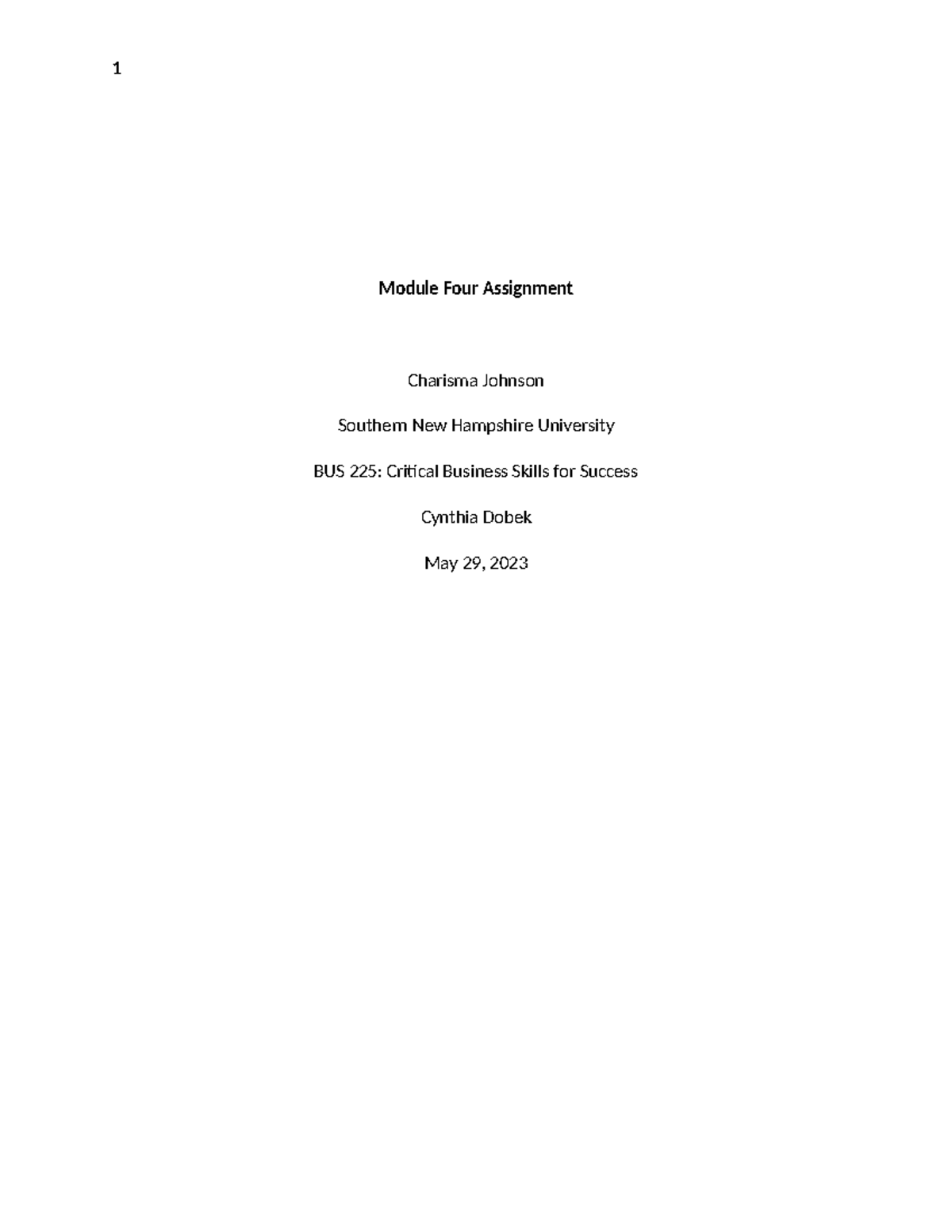 BUS225 Module Four Assignment - Module Four Assignment Charisma Johnson ...