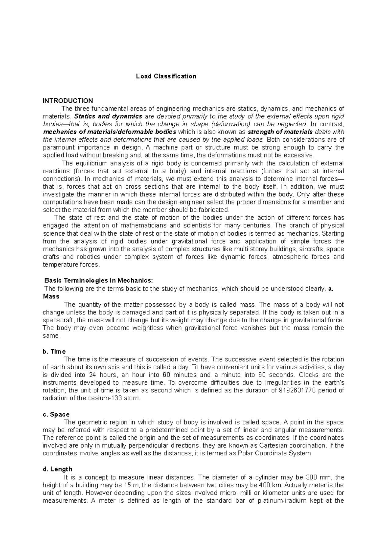 Load Classification - Load Classification INTRODUCTION The three ...