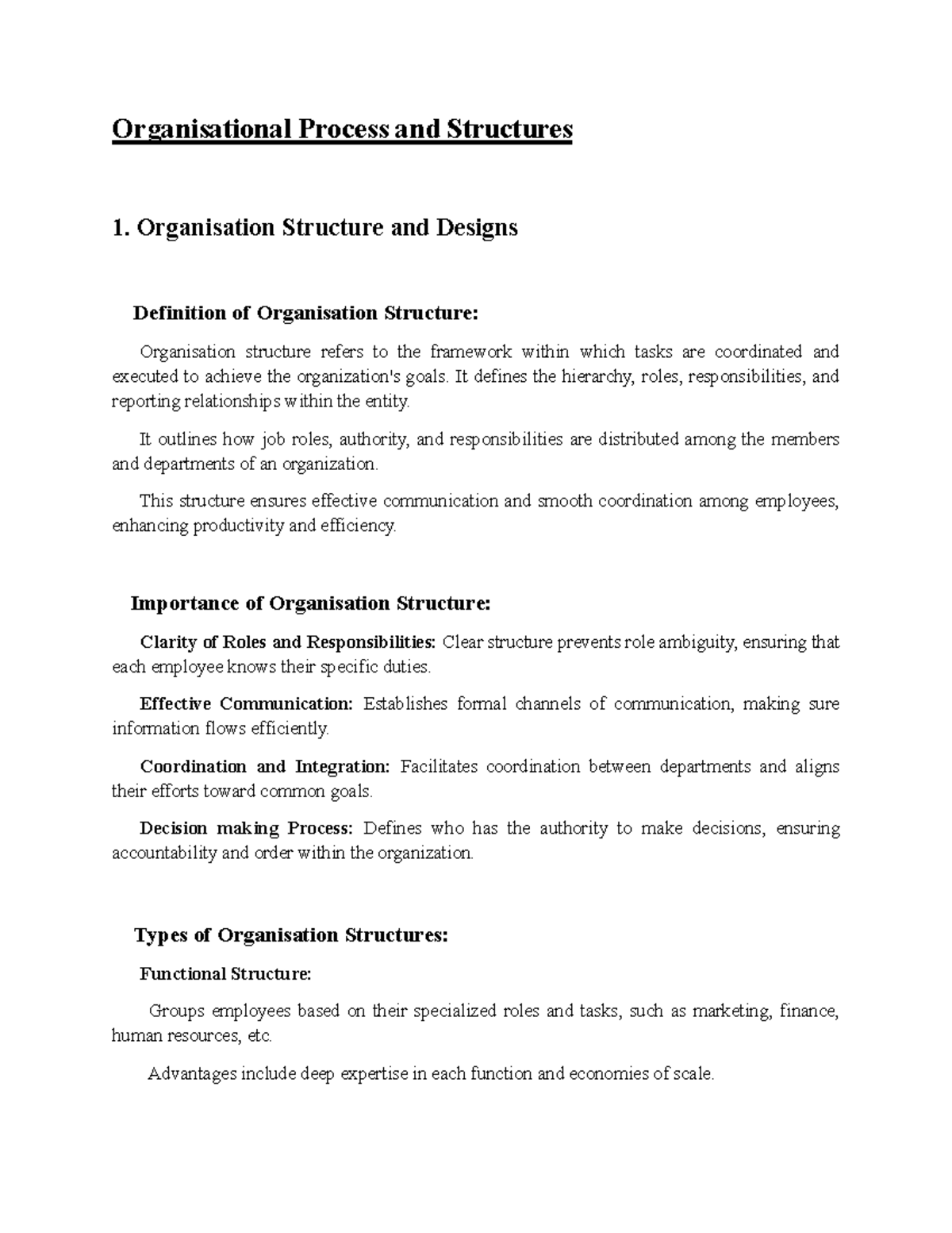 Module 4 OB - Organisational Process and Structures 1. Organisation ...