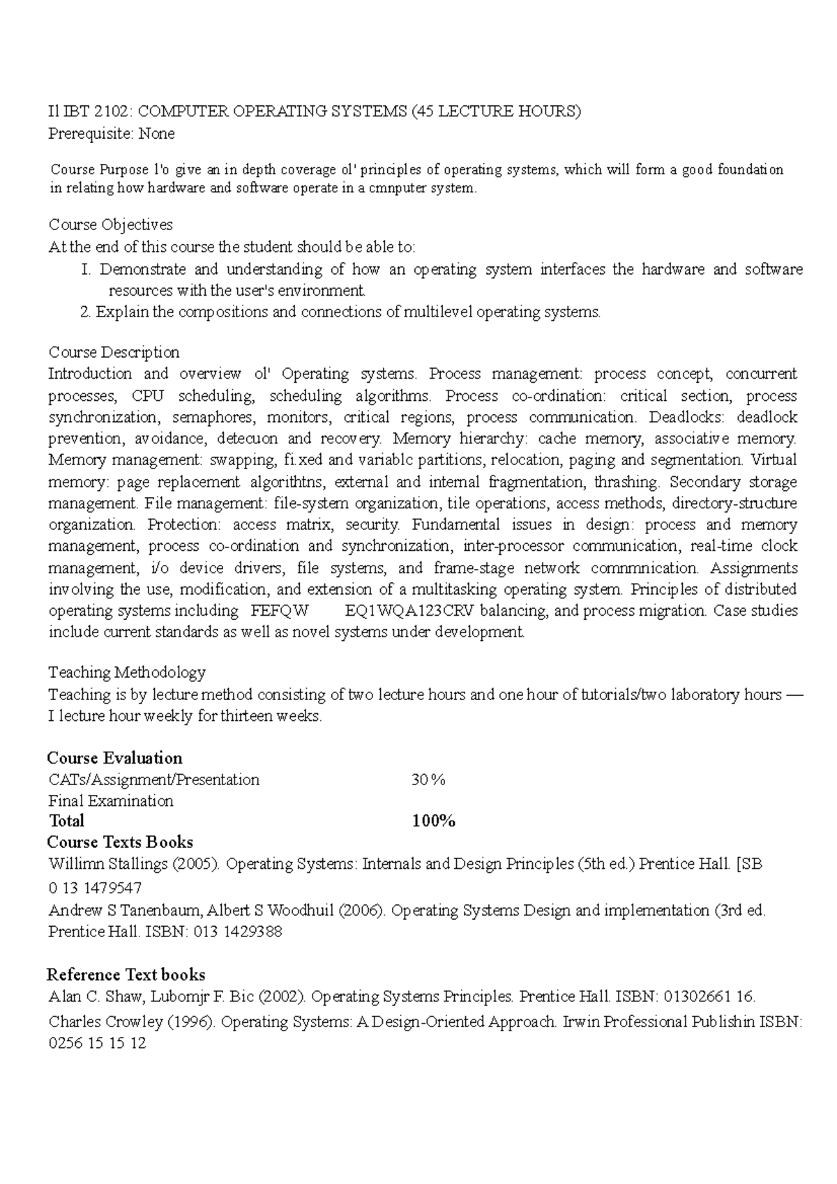 Computer Operating System - Il IBT 2102: COMPUTER OPERATING SYSTEMS (45 ...