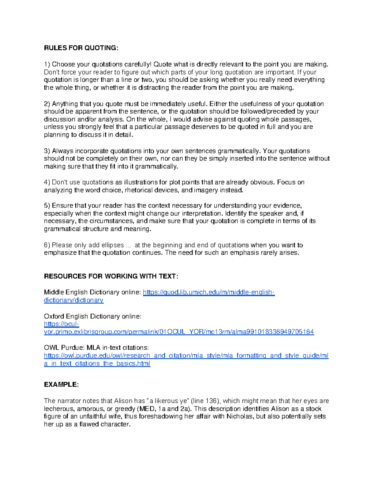 Quoting and citing - RULES FOR QUOTING: Choose your quotations ...