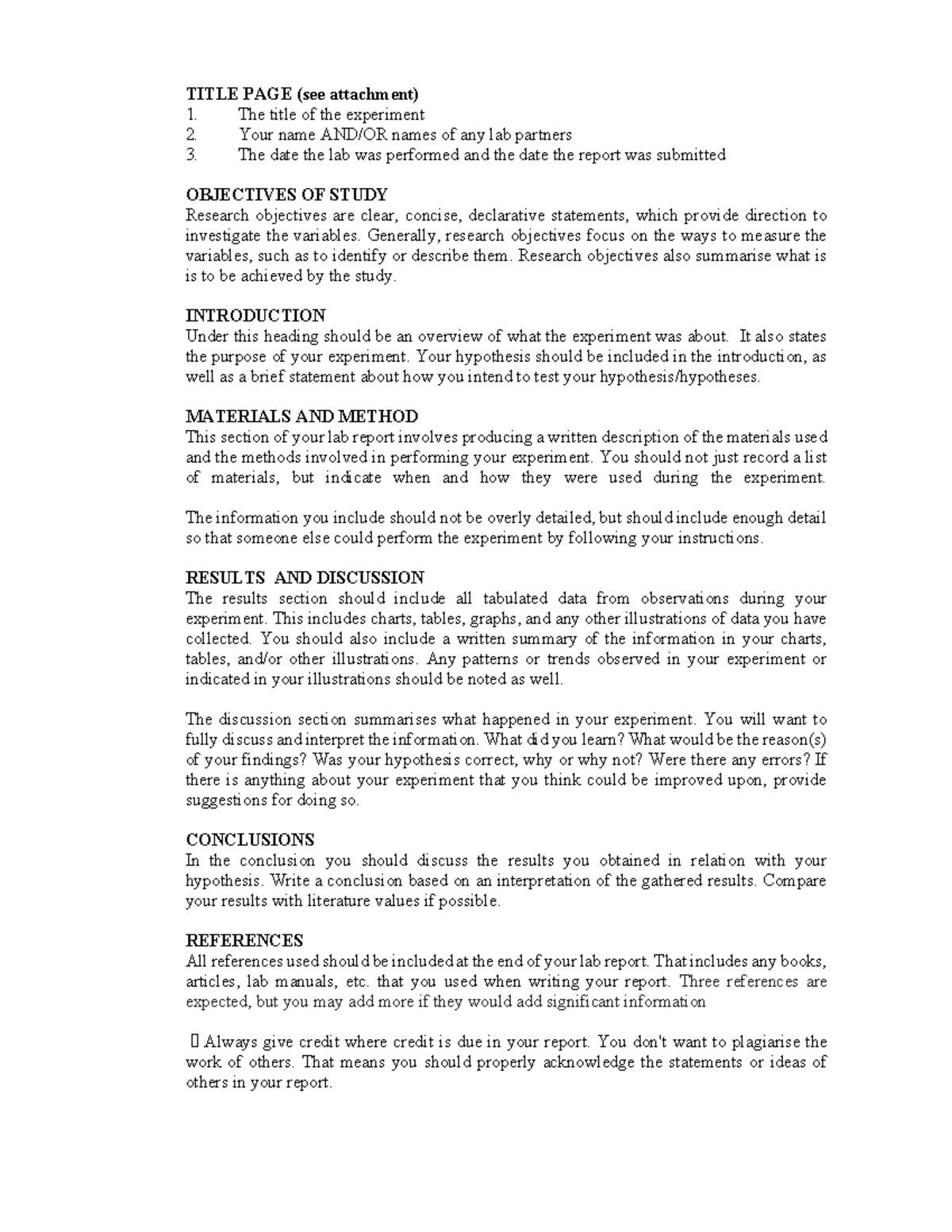 LAB Manual MRS420 - TITLE PAGE (see attachment) 1. The title of the ...