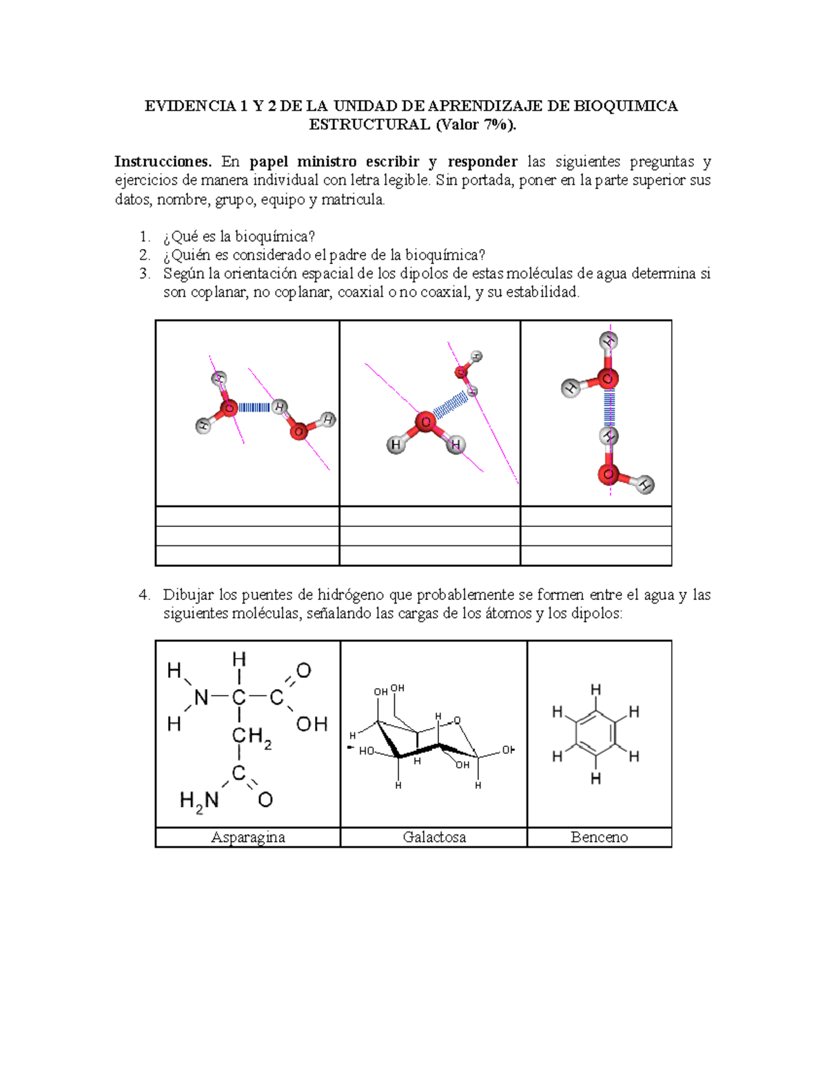 Evidencia 1 Y 2 DE LA Unidad DE Aprendizaje DE Bioquimica Estructural ...