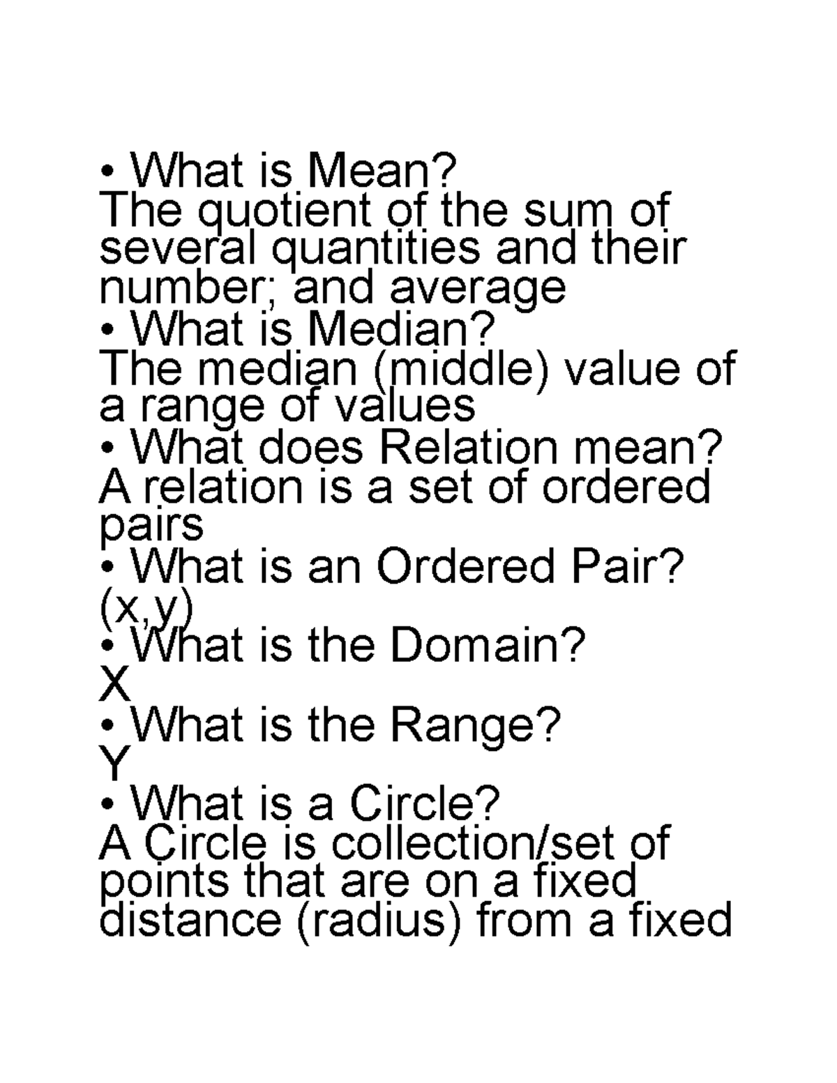 What is Mean - College Algebra I - What is Mean? The quotient of the ...