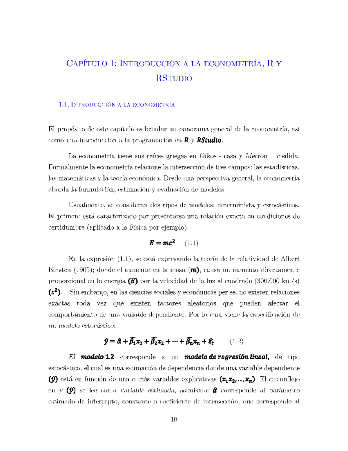 CAP. 1 Introducción A LA Econometría, R Y Rstudio - Econometria - #Este es un comentario que no ...
