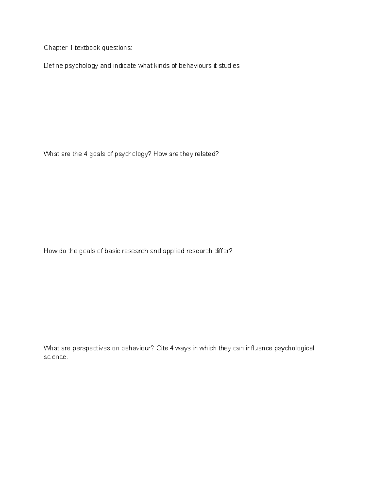 Psychology Practice Questions ch.1 - psych 104 - UAlberta - Studocu