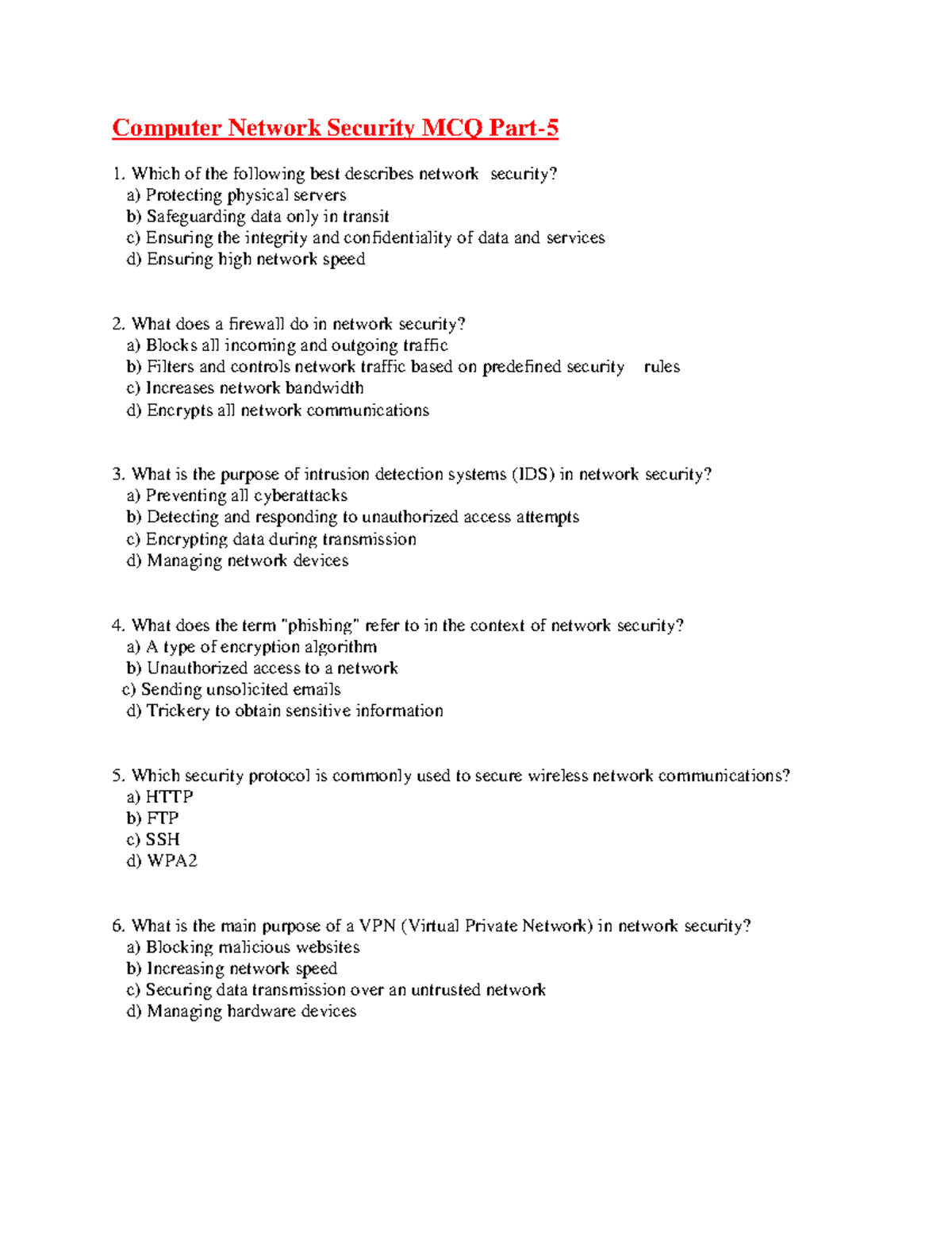 CNS MCQ 5 - gpooh - Computer Network Security MCQ Part- 5 Which of the following best describes ...