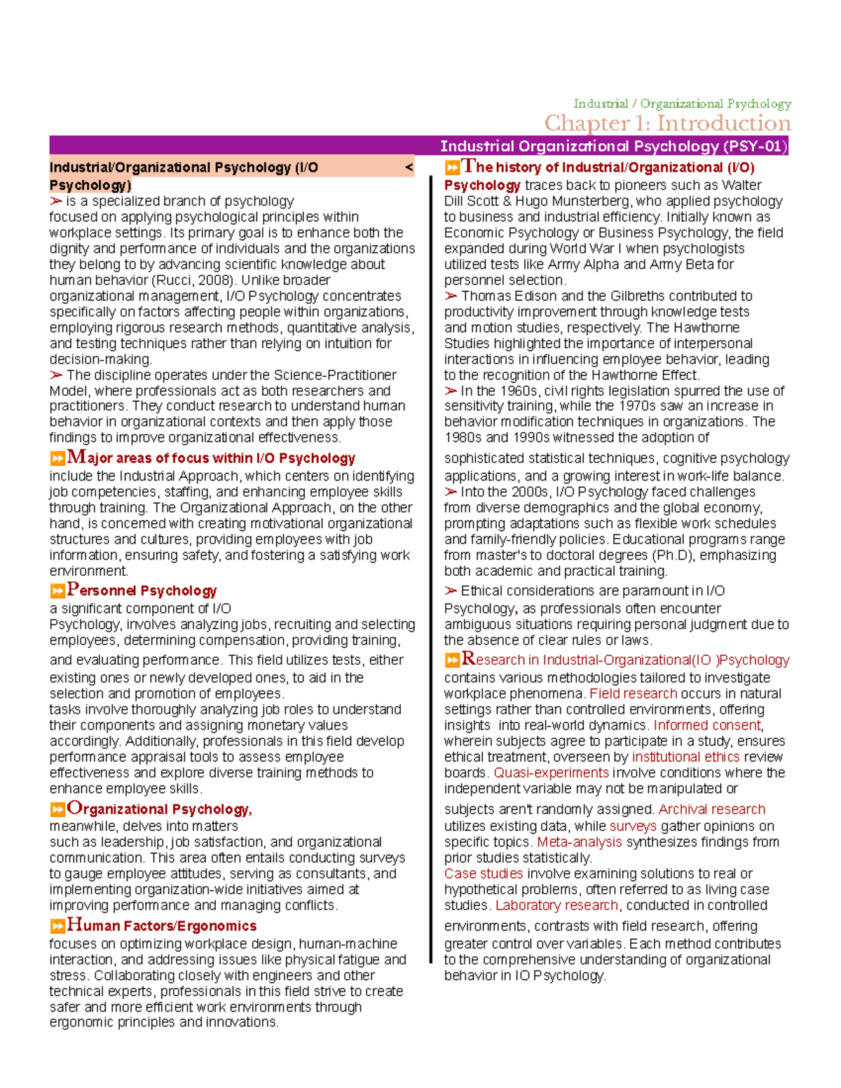 Industrial Organizational Psychology - Industrial / Organizational ...