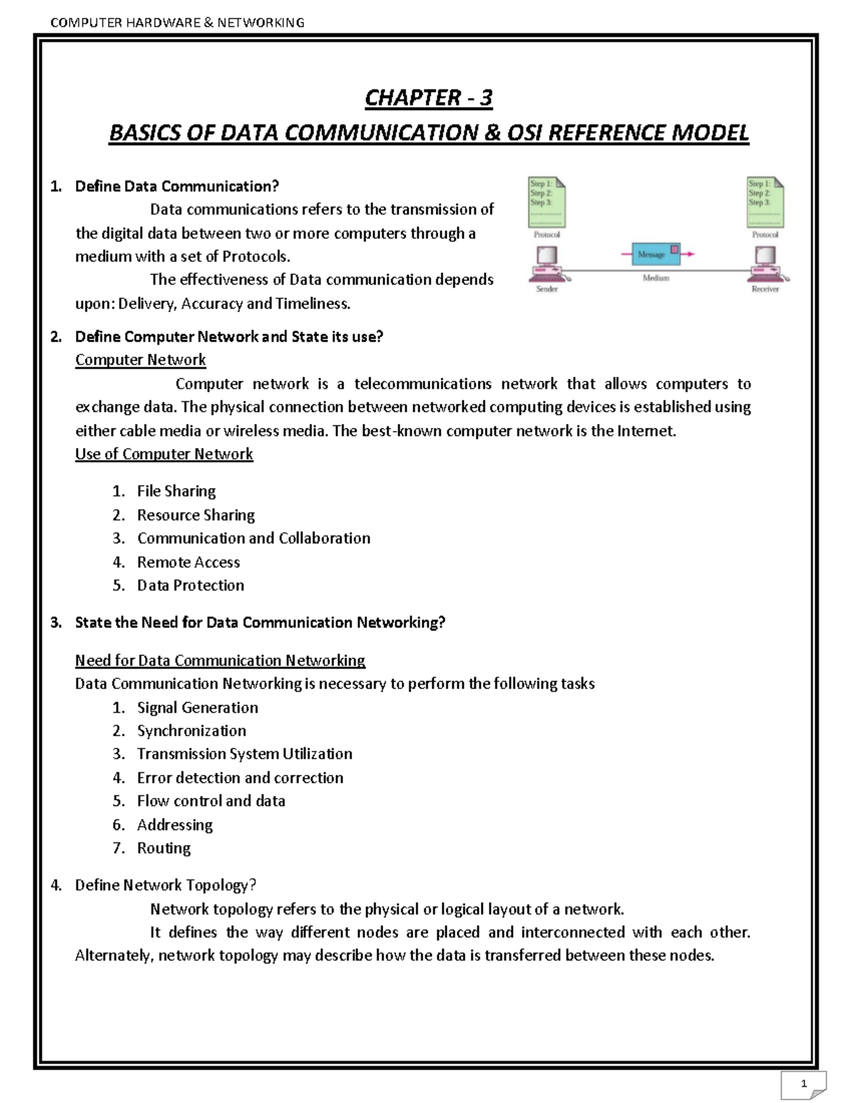 CHN ch - 3 - Yes - CHAPTER - 3 BASICS OF DATA COMMUNICATION & OSI ...