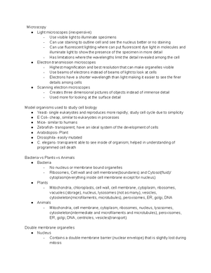 Lecture #1-6 notes - Lecture #1 - Intro to Cell Biology Unity and ...