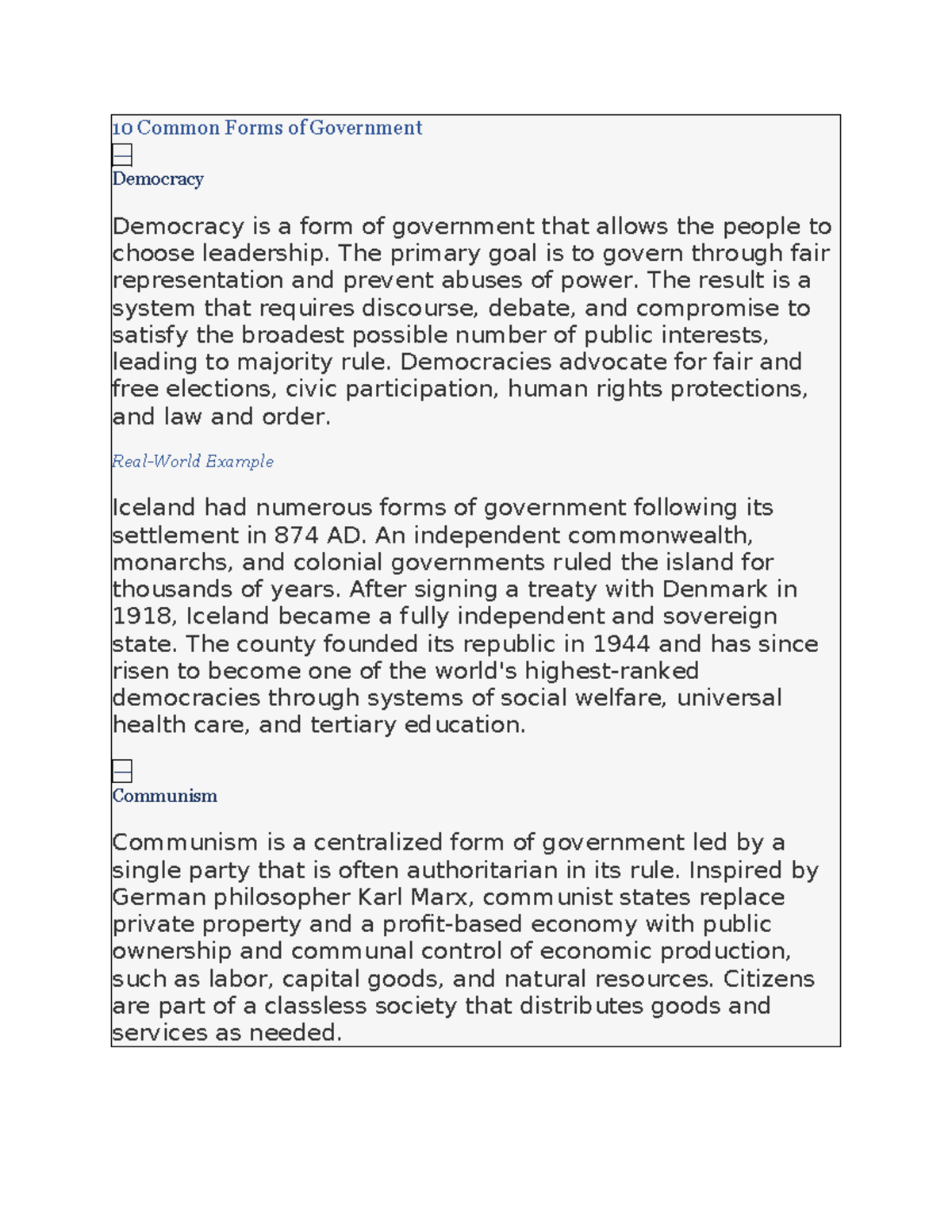 Form of government - A book review for everyone - 10 Common Forms of ...