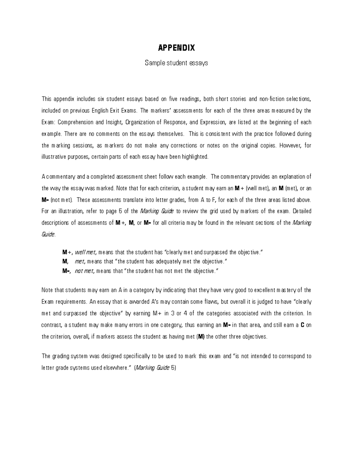 Ss sse sample student essays - APPENDIX Sample student essays This ...