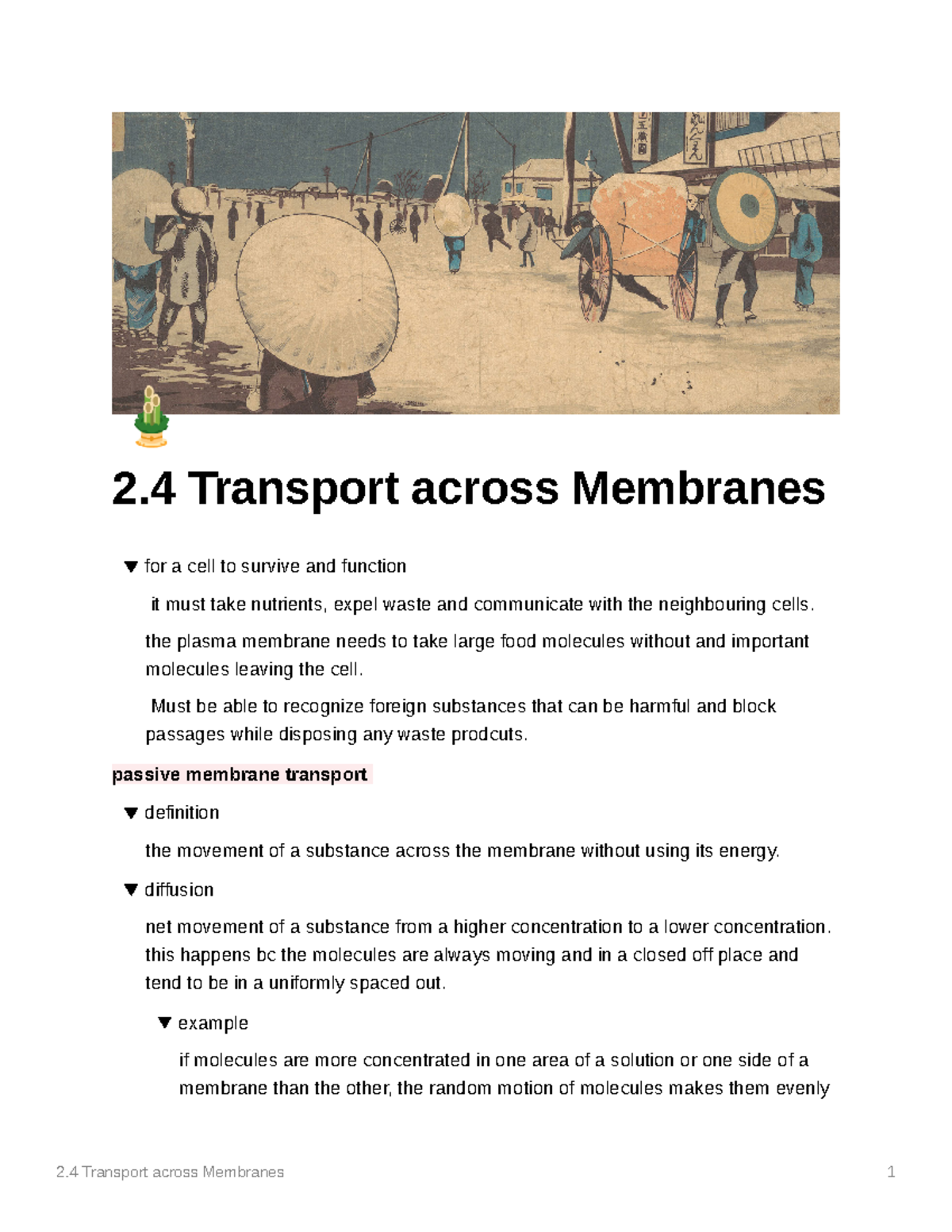 CHAPTER 2.4 TRANSPORT ACROSS MEMBRANES - 2 Transport across Membranes ...