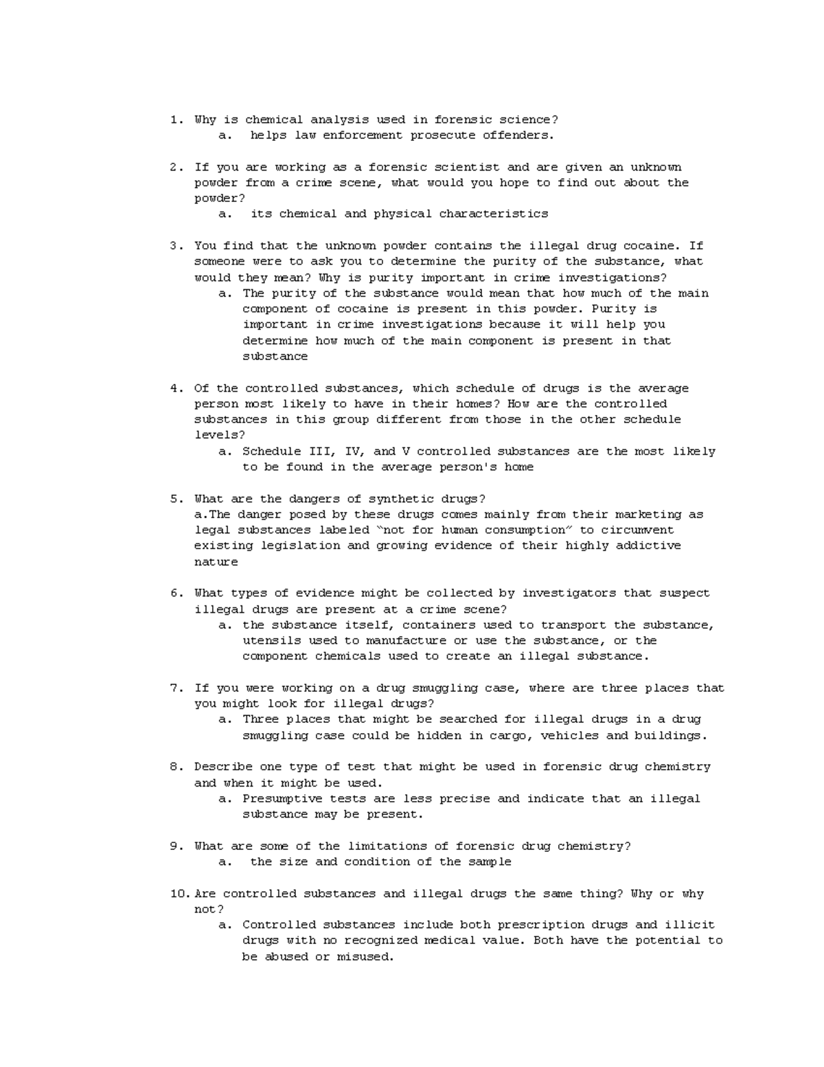 Unit 1 Lab - Unit 1 lab - Why is chemical analysis used in forensic ...