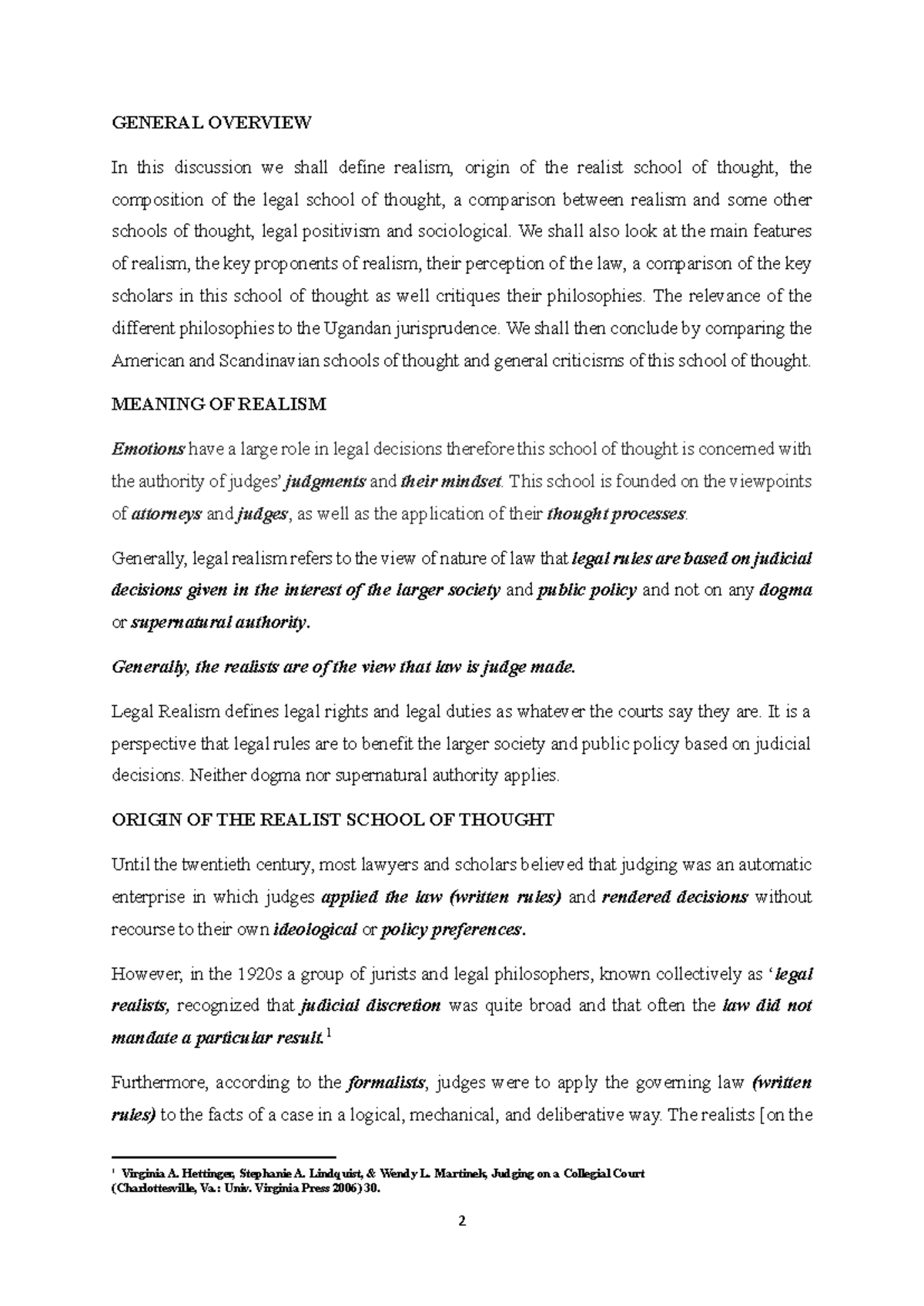 Legal Realism - GENERAL OVERVIEW In this discussion we shall define ...