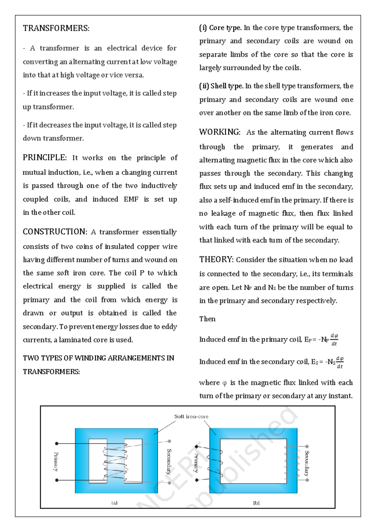 Transformers - TRANSFORMERS: A transformer is an electrical device for converting an alternating ...