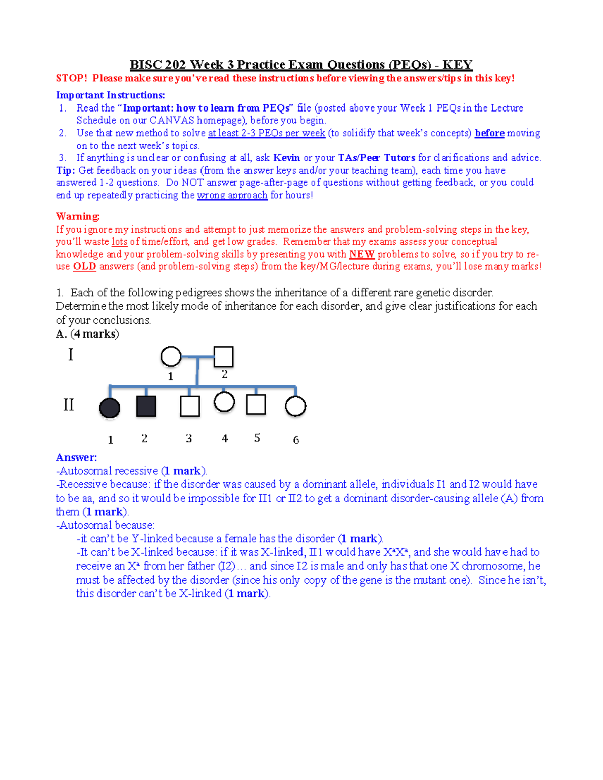 Week 3 PEQs - Key - BISC 202 - SFU - Studocu