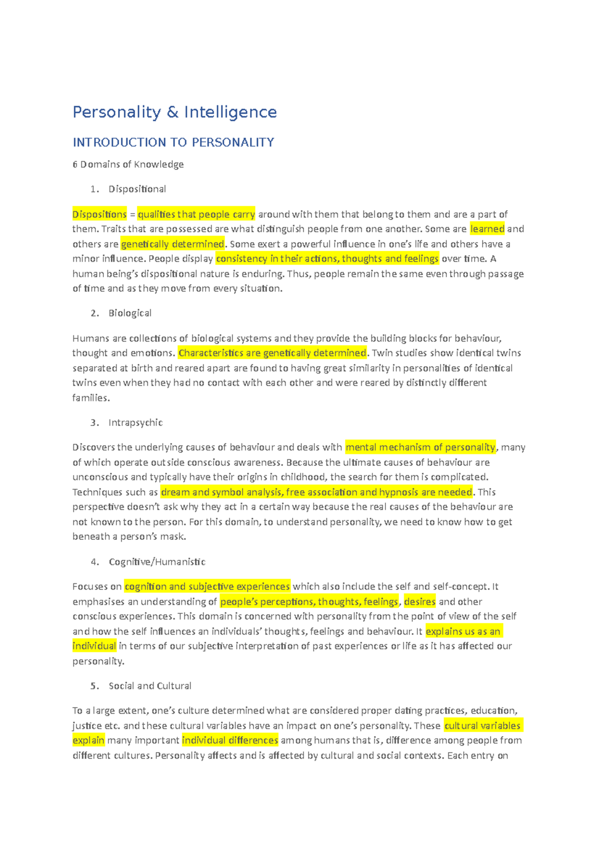 Personality and Intelligence - Personality Intelligence INTRODUCTION TO ...