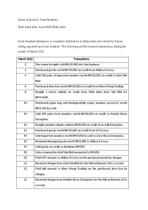 ACC407 BOPE exercise - BOPE exercise. The following transactions were ...