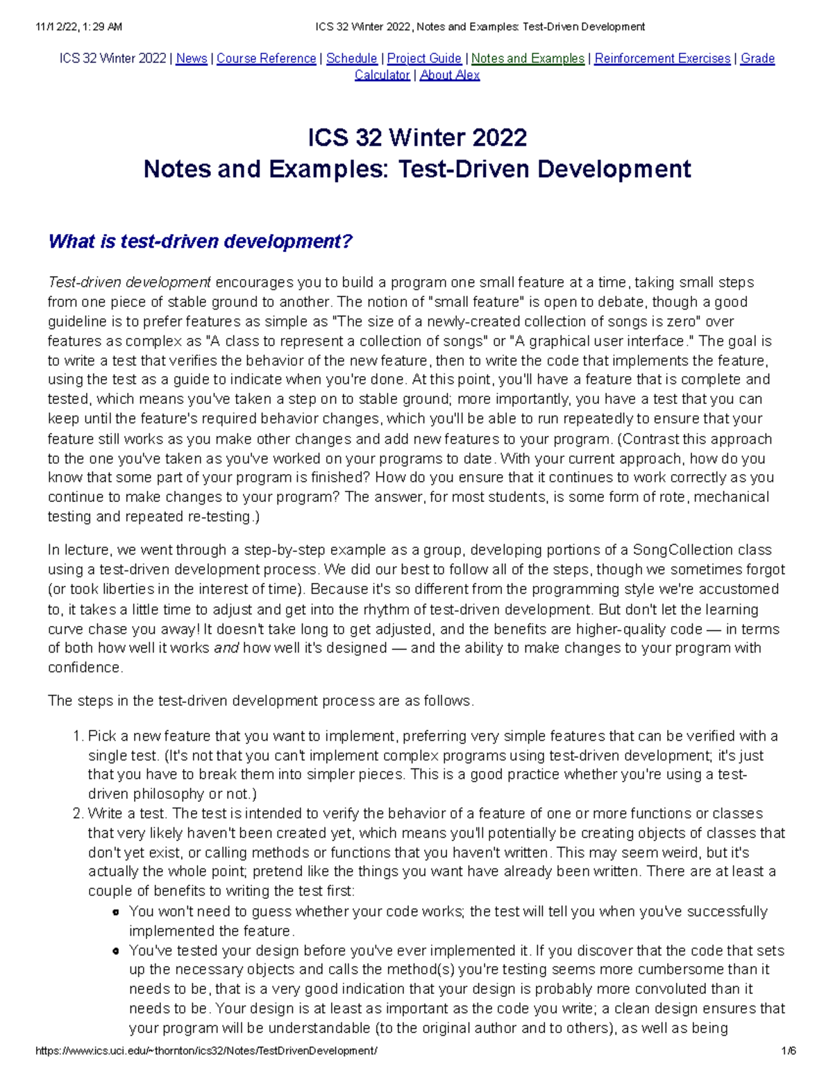 ICS 32 Winter 2022, Notes and Examples Test-Driven Development - ICS 32 ...