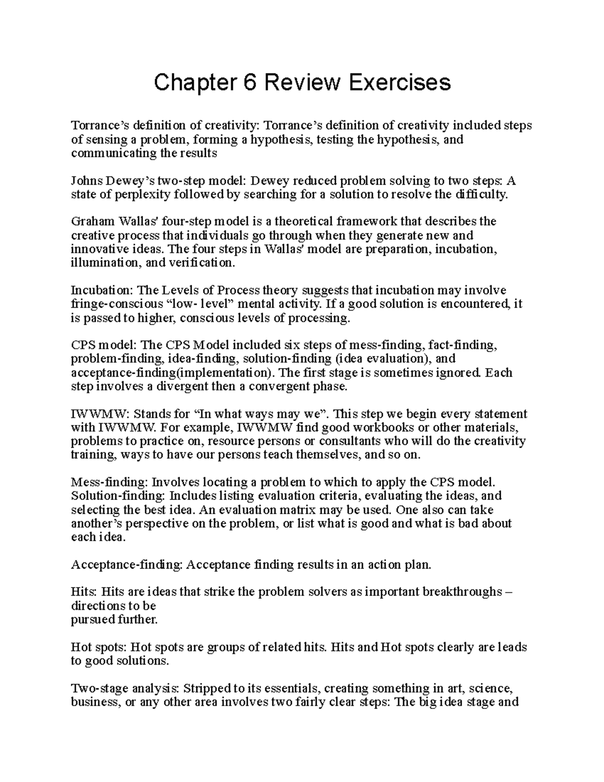 Chapter 6 Review Exercises - Chapter 6 Review Exercises Torrance’s ...