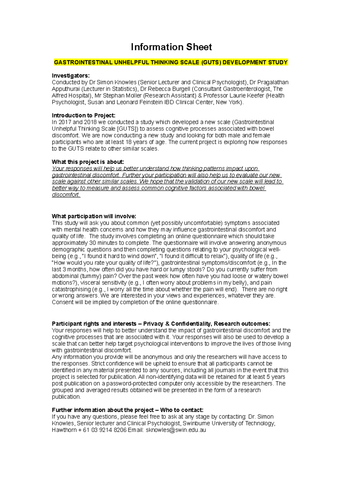 Gastro information review - Information Sheet ####### GASTROINTESTINAL ...