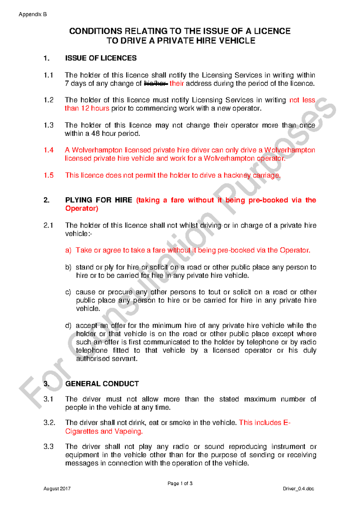 Appendix B Consultation amendments to Driver Vehicle Operator ...