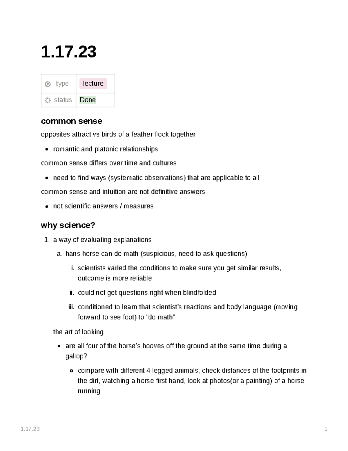 Scientific Method - 1. type lecture status Done common sense opposites ...