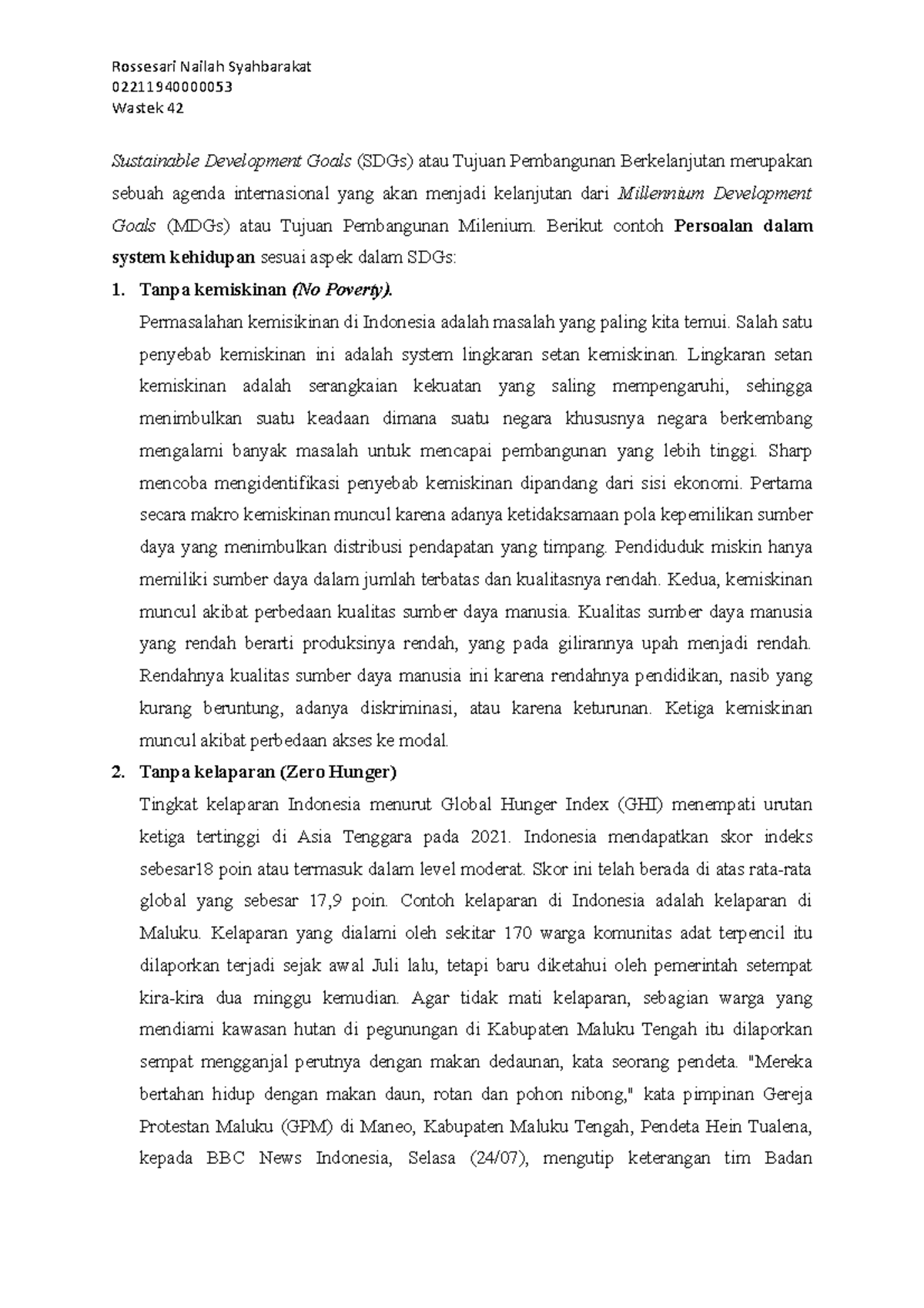 Sustainable Development Goals (SDGs) - Berikut contoh Persoalan dalam ...