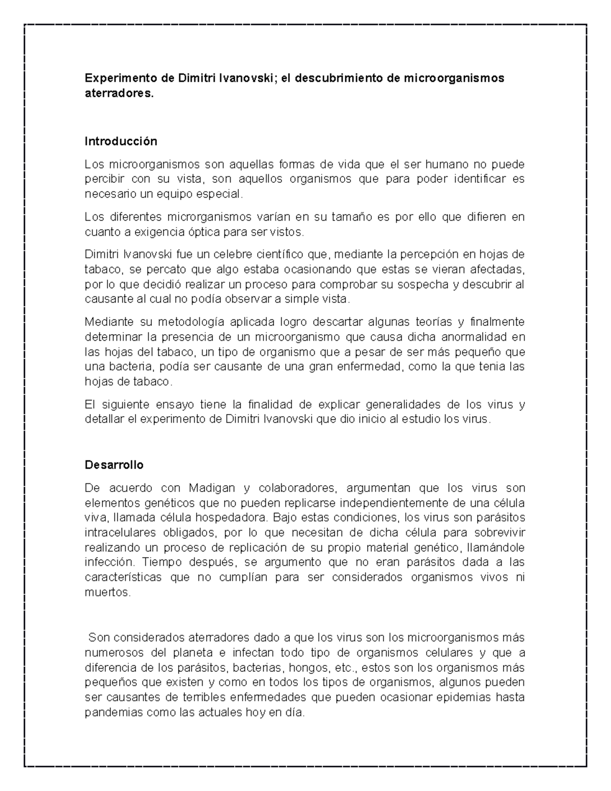 Ensayo Experimento Ivanovski - Experimento de Dimitri Ivanovski; el ...