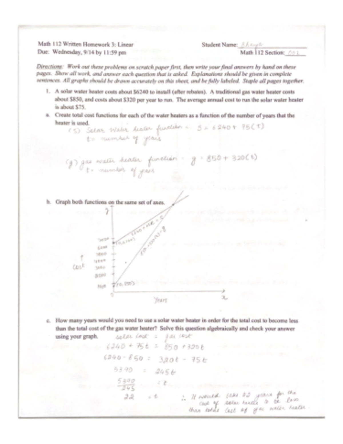 Math 112 Written Homework 3: Linear - MATH 112 - Studocu