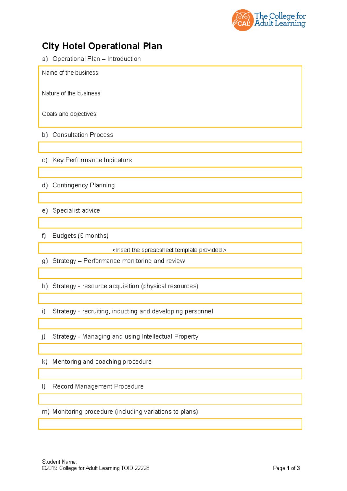 City Hotel Operational Plan ( Bsbmgt 517) - City Hotel Operational Plan ...