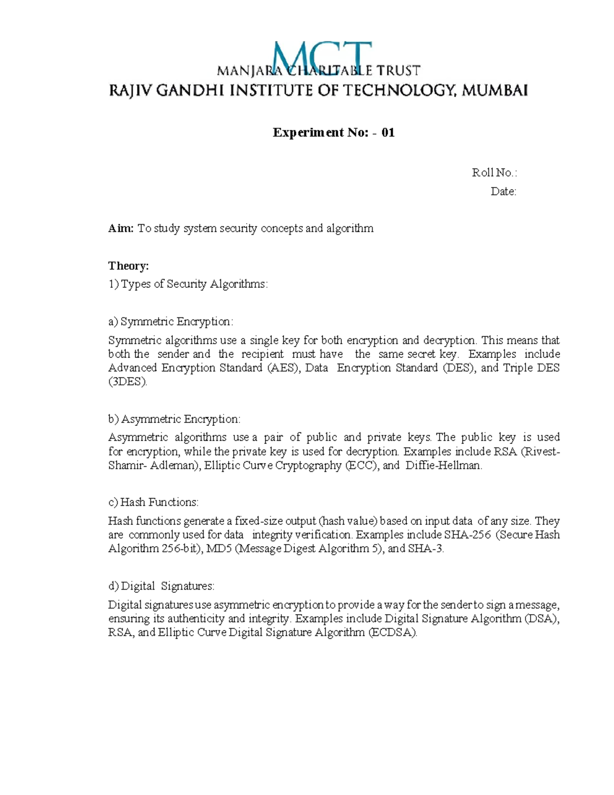 CSS Experiment 1 - Test - Experiment No: - 01 Roll No.: Date: Aim: To ...