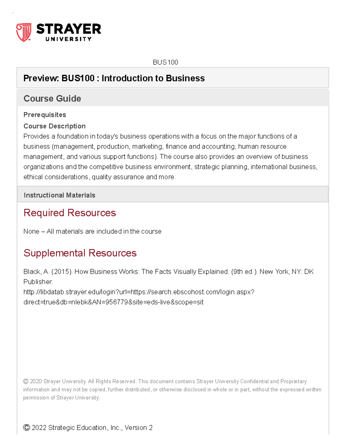 BUS10010 x Course Guide - BUS Preview: BUS100 : Introduction to ...