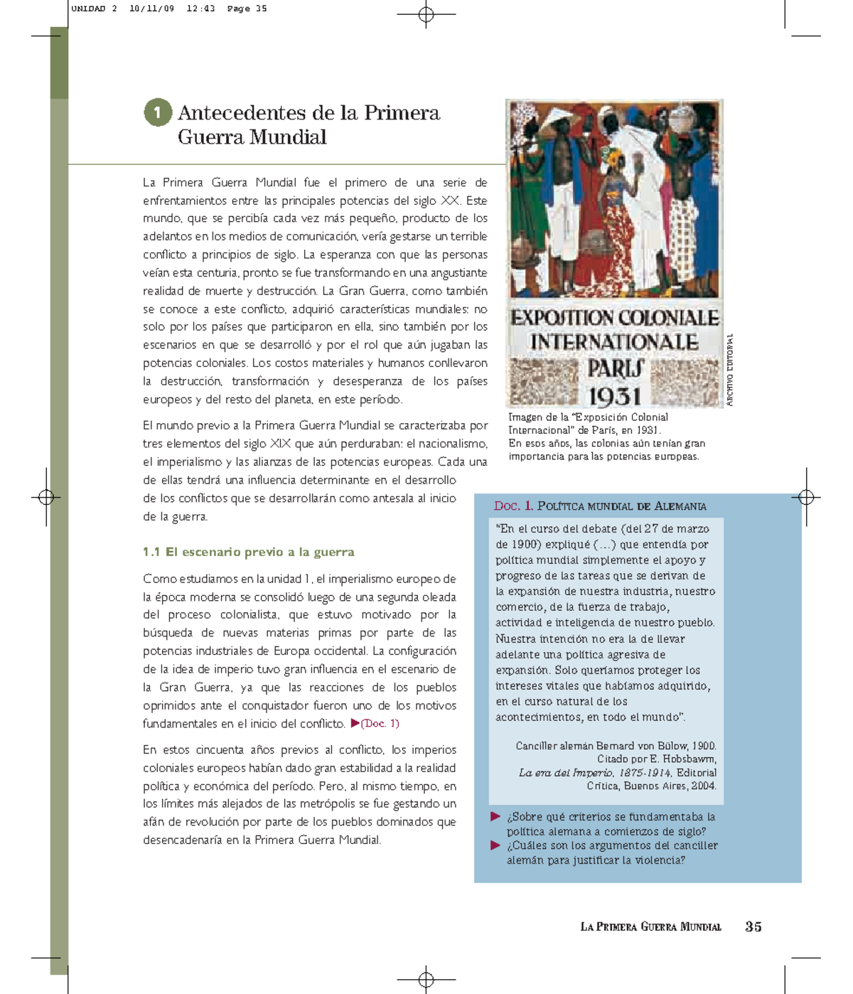 Material de lectura - Antecedentes de la Primera Guerra Mundial 1 La ...