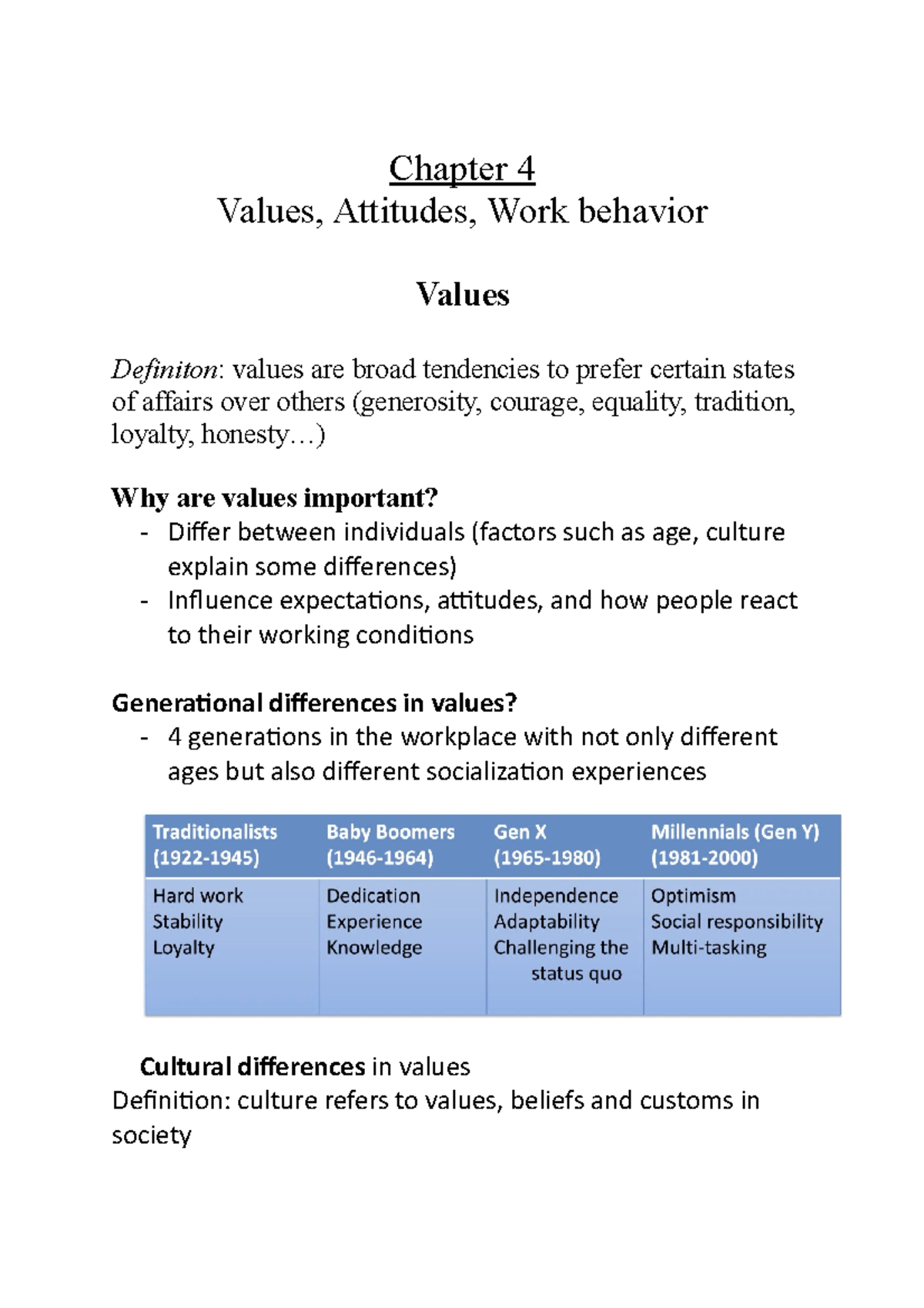 4) Values & Attitutes & Work Behavior - Chapter 4 Values, Attitudes ...