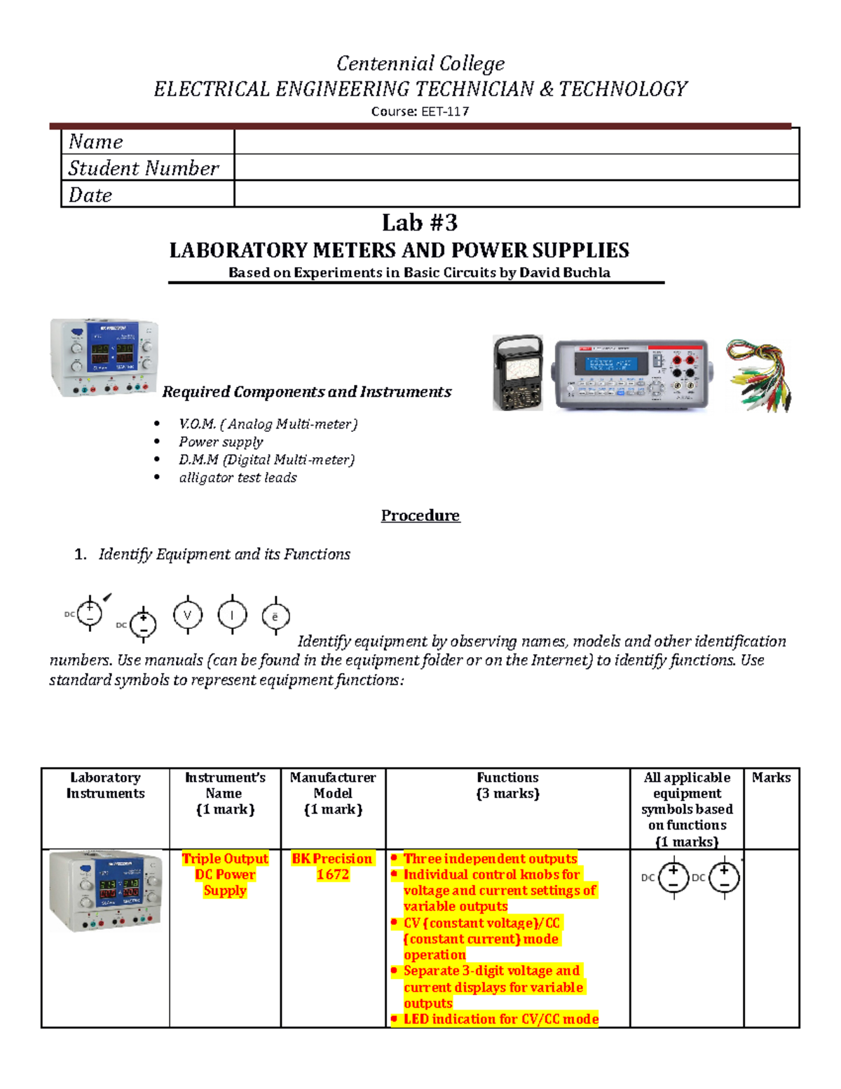 EET-117 LAB 3 F21 - Centennial College ELECTRICAL ENGINEERING TECHNICIAN & TECHNOLOGY Course ...