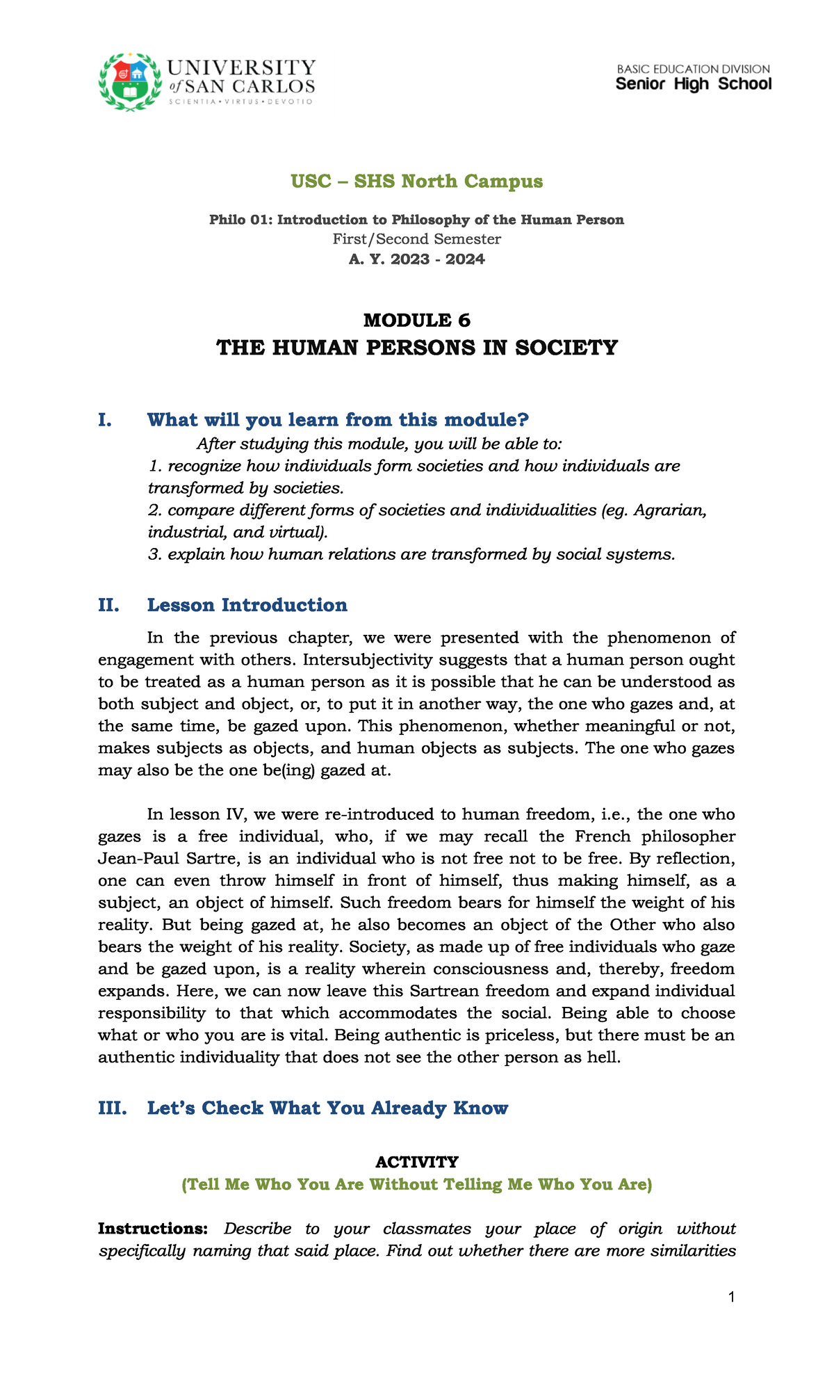 Philo+01 M6 v2023 - Philosophy Modules for grade 11 students. Used by ...