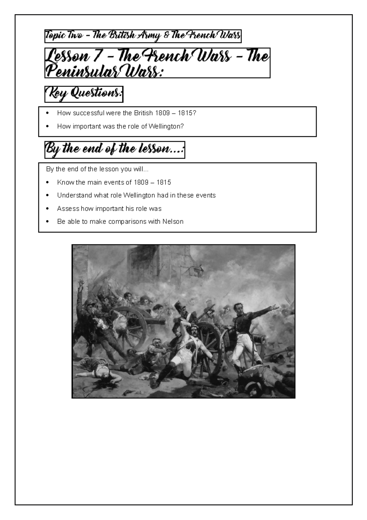 Lesson 7 - Topic Two - A-Level History - British Warfare - By the end ...