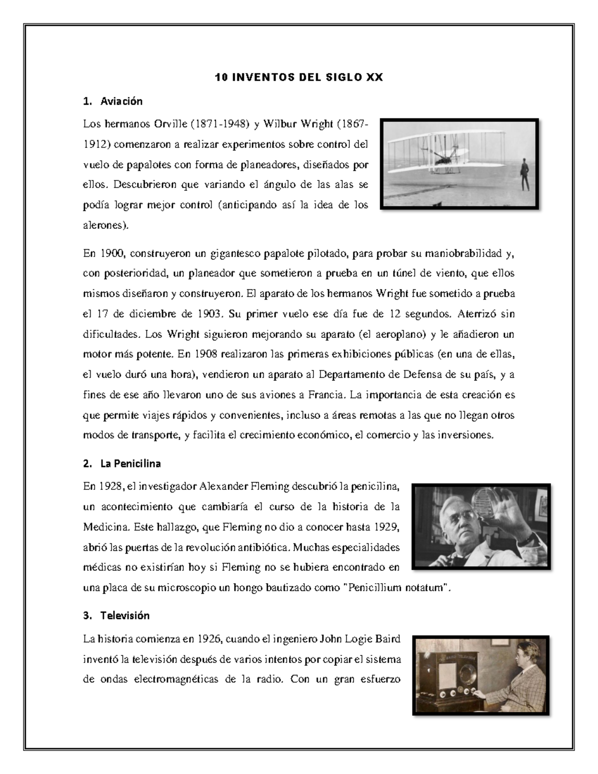 10 Inventos DEL Siglo XX - 10 INVENTOS DEL SIGLO XX AviaciÛn Los ...