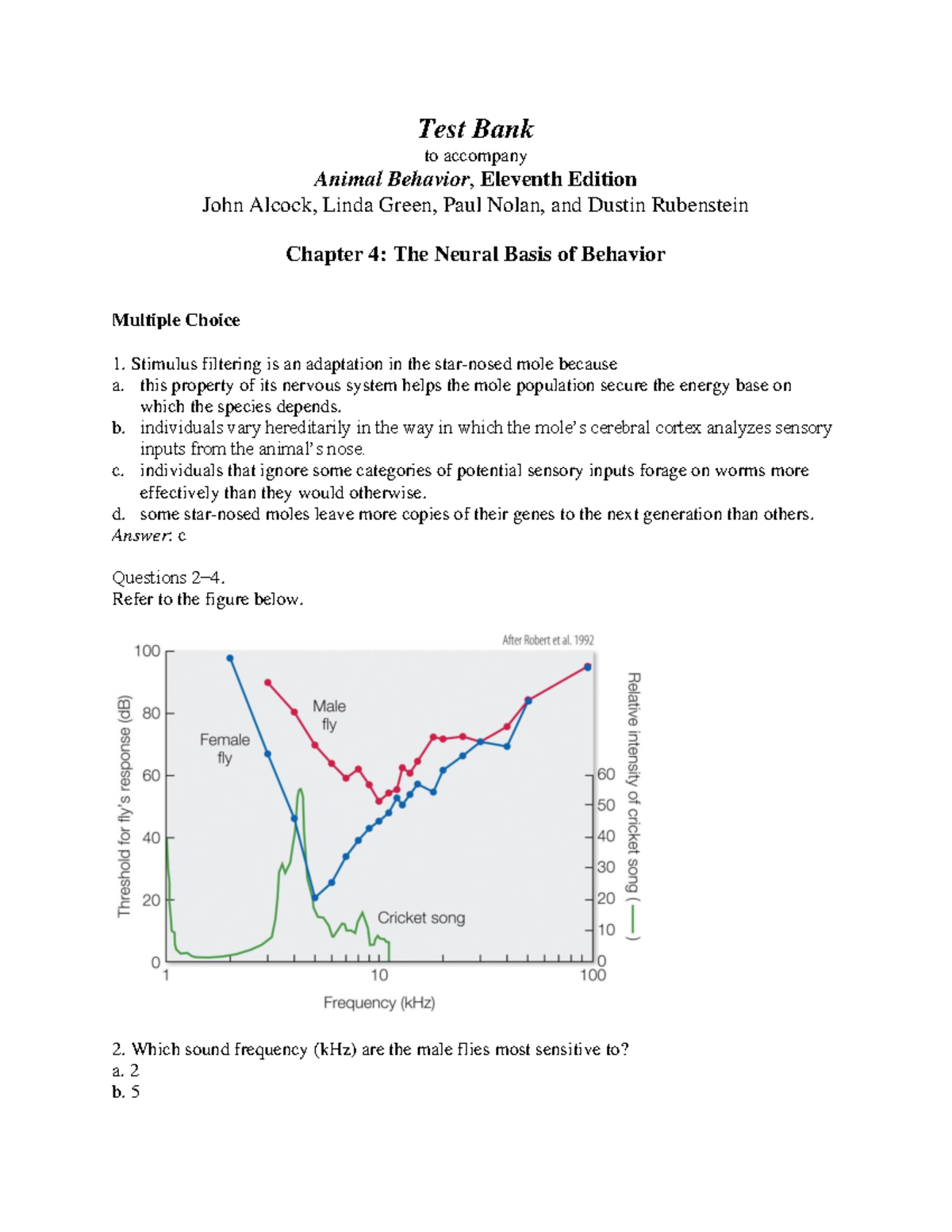 AB11e Ch04 Test Bank (with answers) - Test Bank to accompany Animal ...