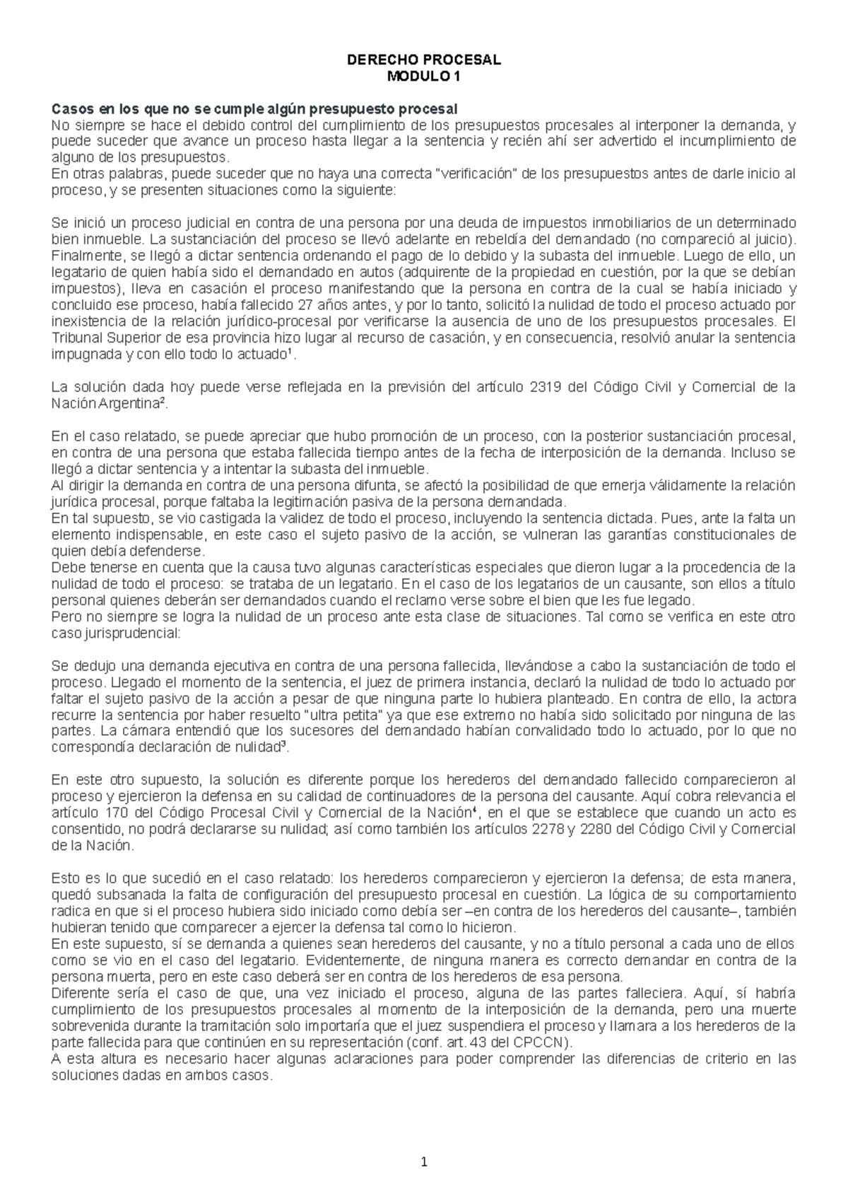 Derecho Procesal Resumen Completo - DERECHO PROCESAL MODULO 1 Casos en los que no se cumple ...