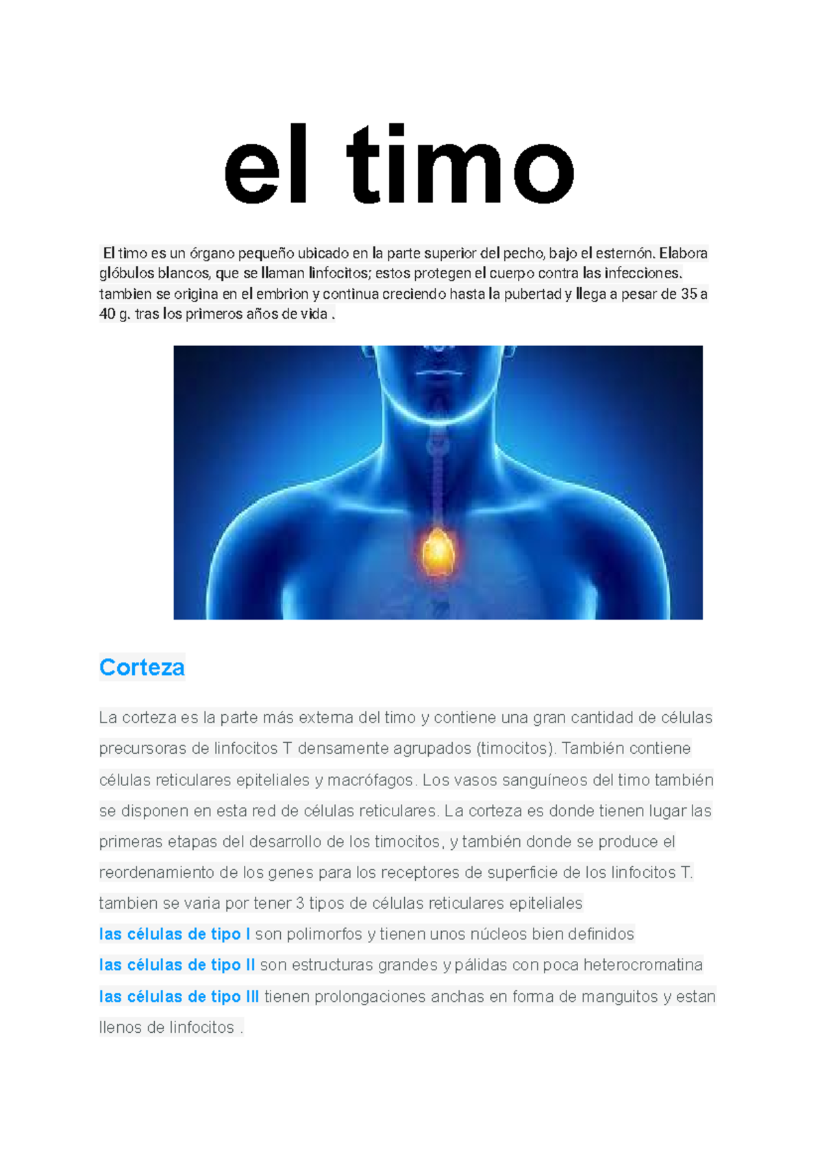 Sistema Linfatico - Resumen Anatomia 1 - el timo El timo es un órgano ...