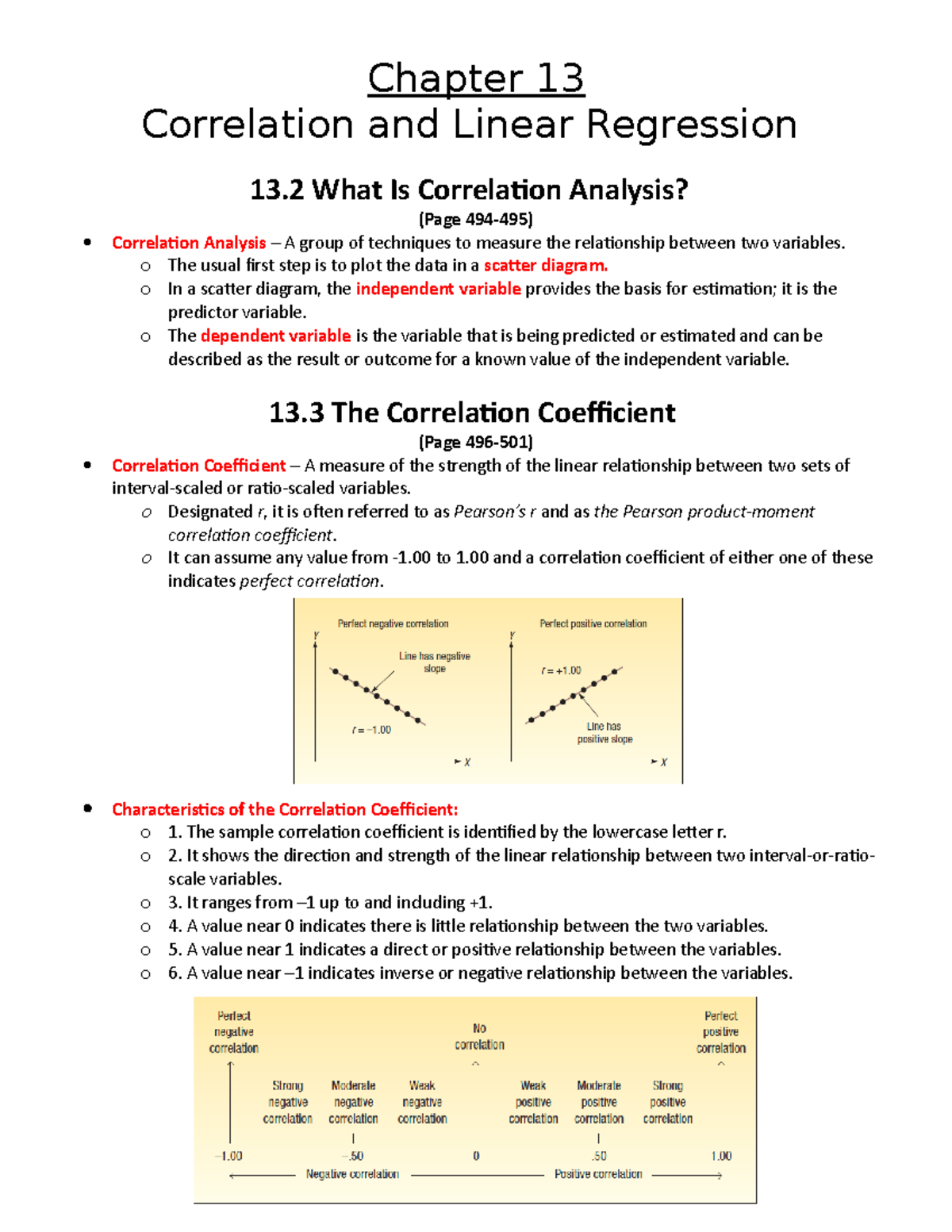 Chapter 13 Notes Correlation and Linear Regression - Chapter 13 ...