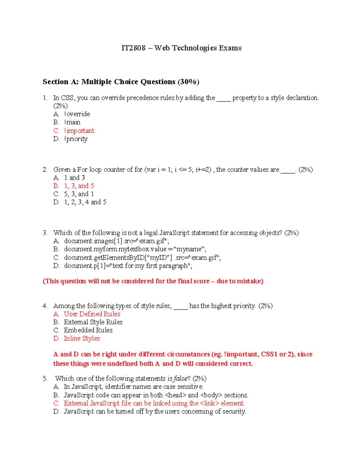 2014 h - these are lecturenotes - IT2808 – Web Technologies Exams ...