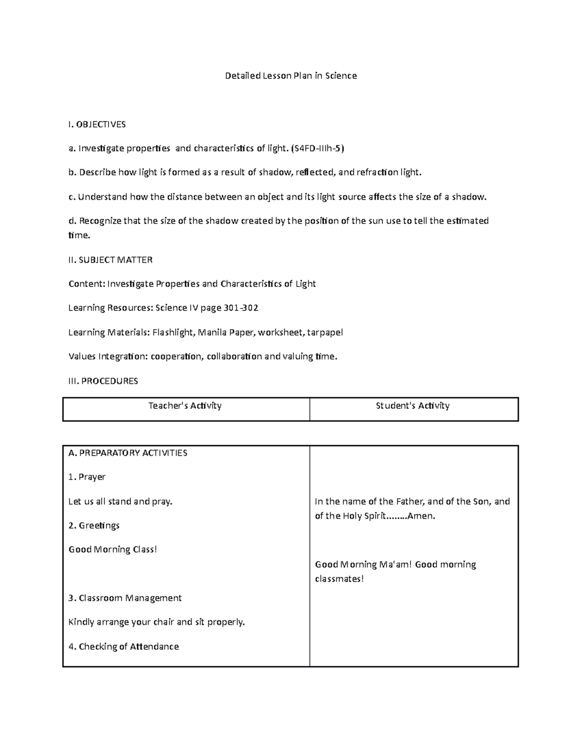 Science - WPS Office - Detailed Lesson Plan in Science I. OBJECTIVES a ...