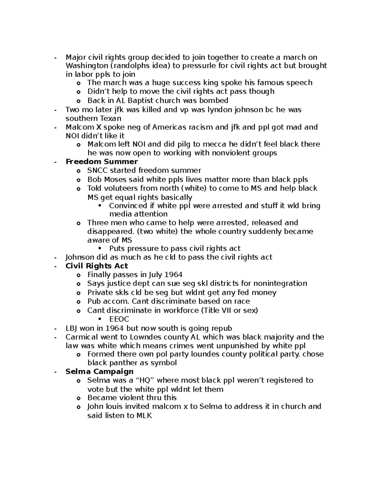 Lec #10 - History of civil rights lecture notes 10 - HS 136 ...