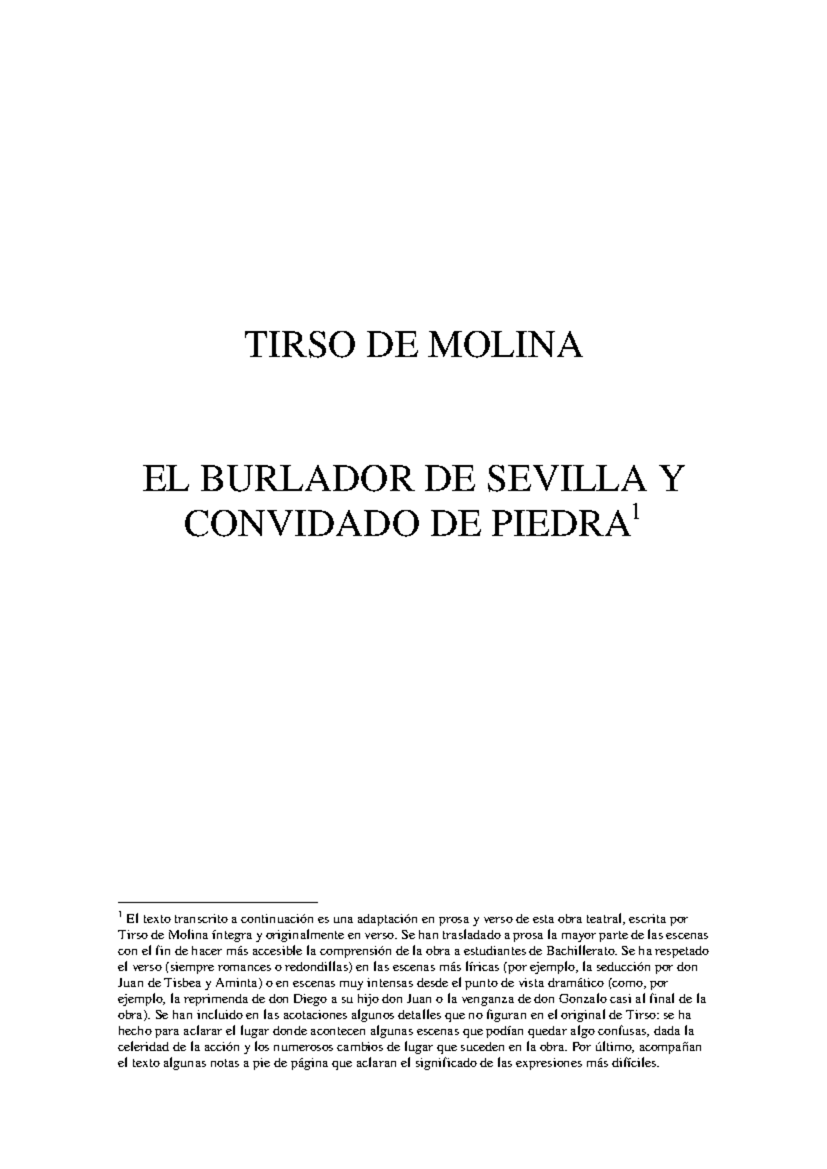 Tirso de molina el burlador de sevilla adaptacic 3b3n - TIRSO DE MOLINA ...