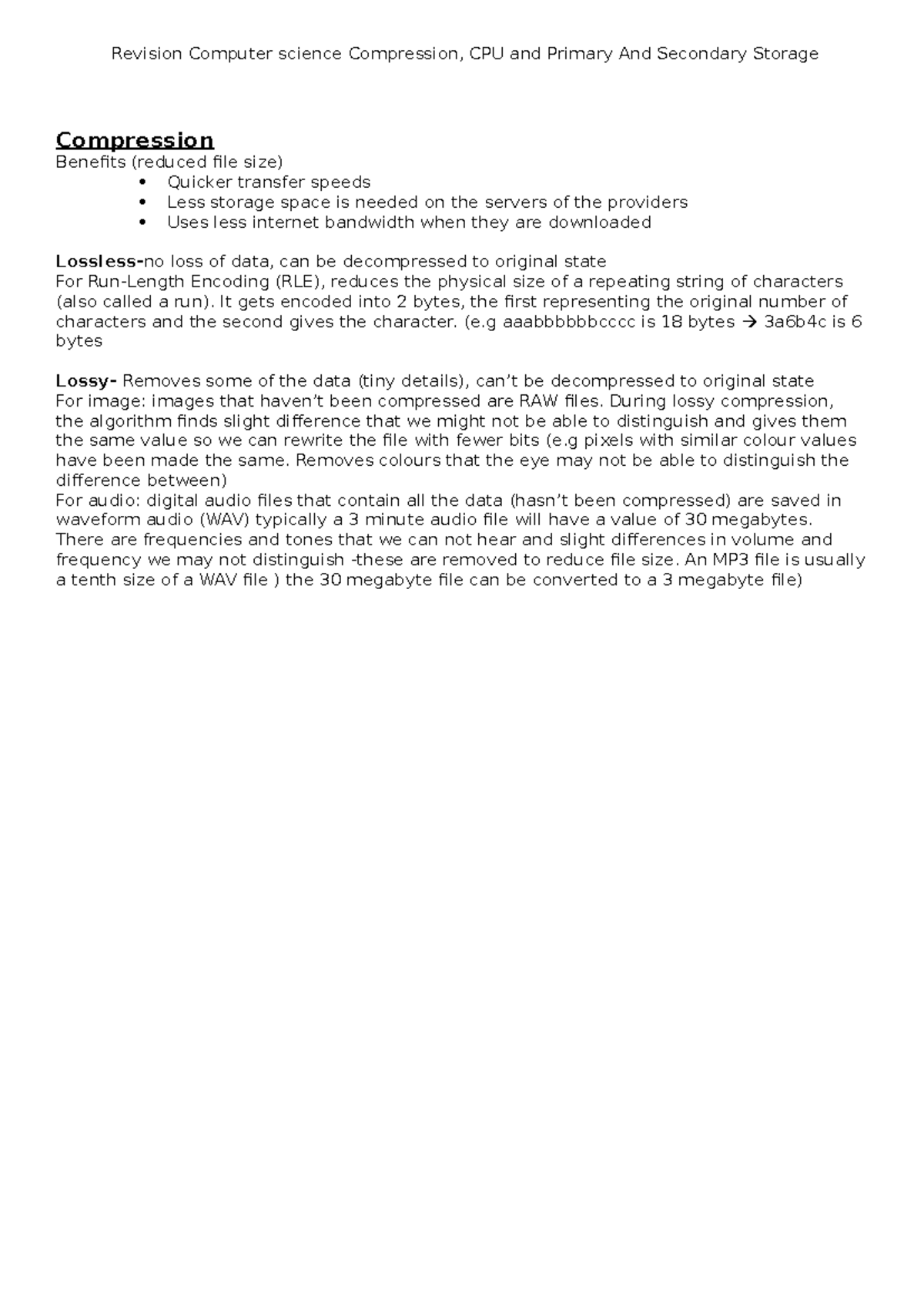 Computer science revision chapter 1 and 2 - Revision Computer science ...