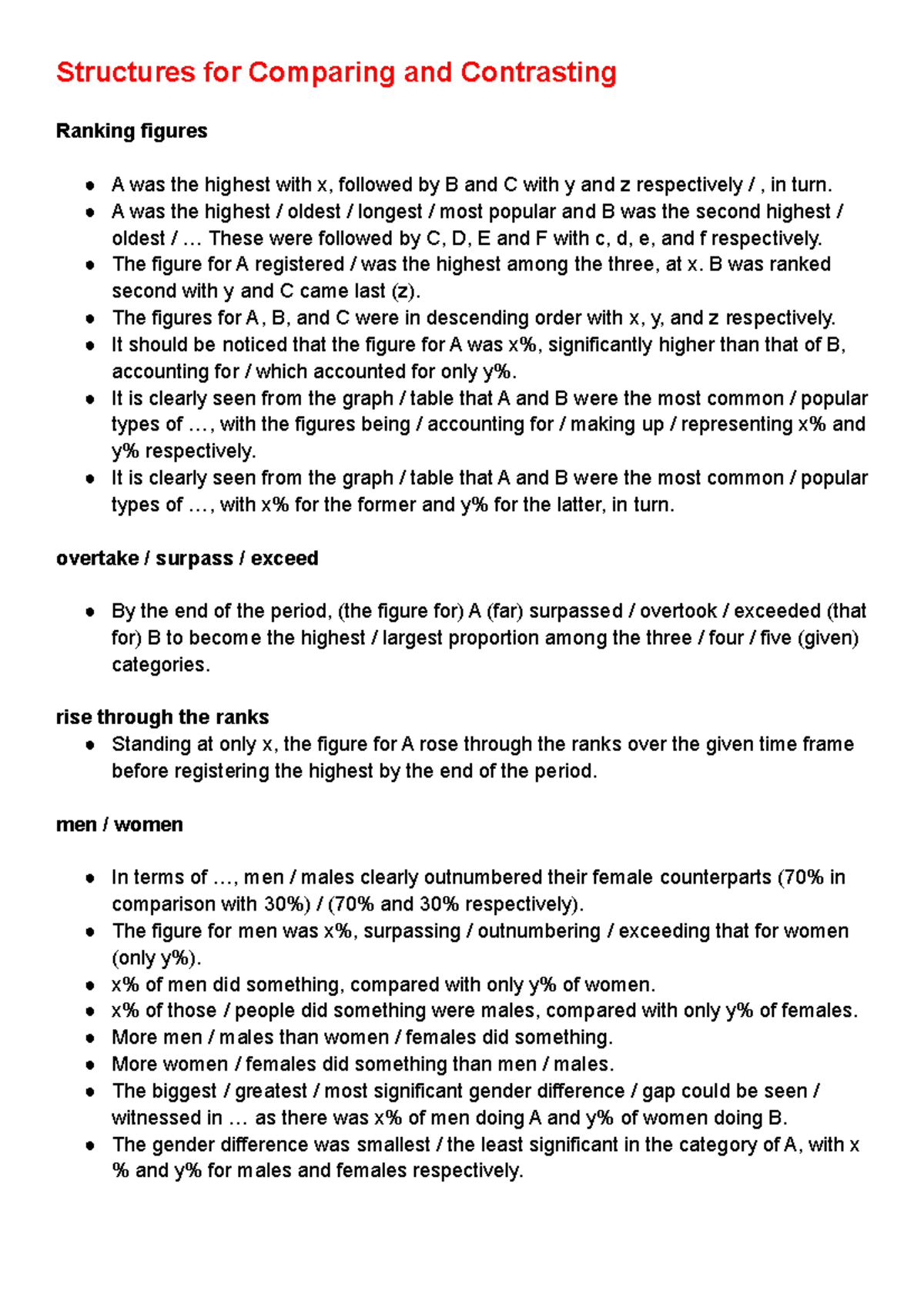 3 [WT1 Theory] Advanced structures for Comparing and Contrasting - Structures for Comparing and ...